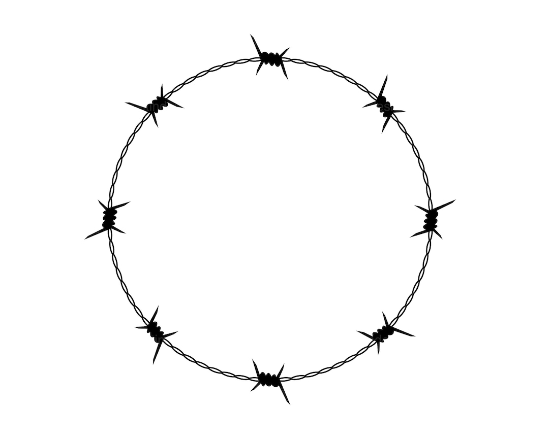 Round Circle Barbed Wire Frame Svg, Barb Wire Wreath Cricut Cut File ...