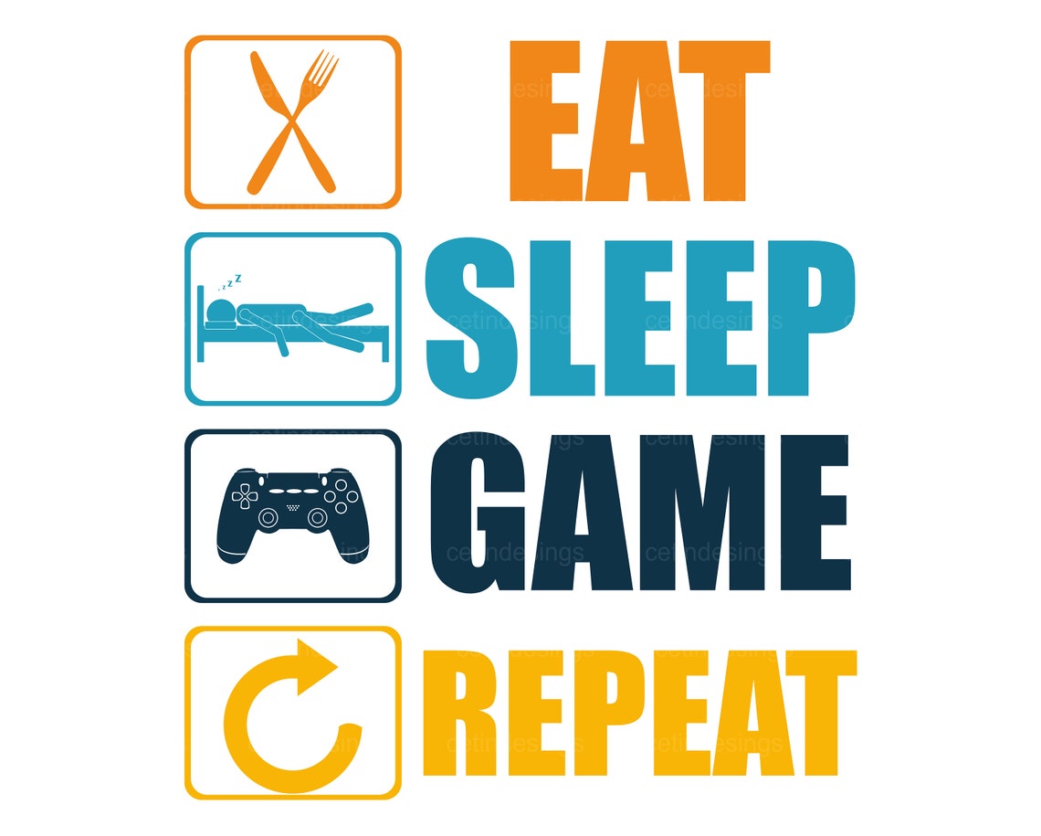 Eat Sleep Game Repeat Svg and Png - Etsy