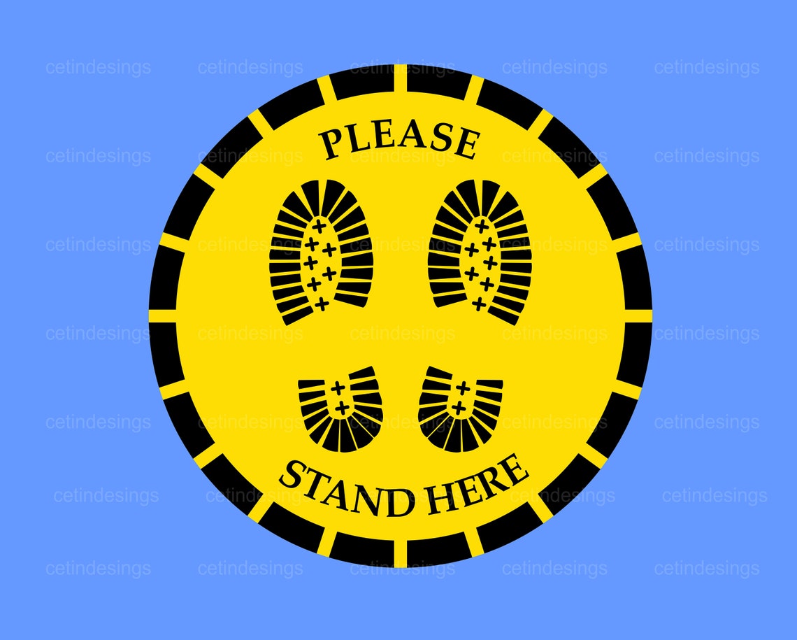 Please Stand Here Social Distancing Floor Sticker Sign Svg - Etsy