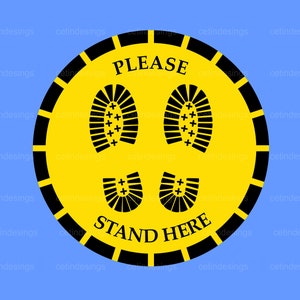 Please Stand Here Social Distancing Floor Sticker Sign Svg, Png, Jpg ...