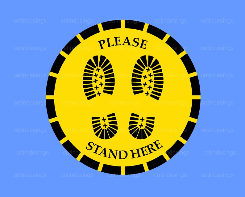 Please Stand Here Social Distancing Floor Sticker Sign Svg - Etsy