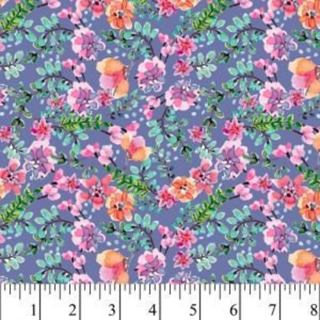 From the David Textile Collection of "beautiful Ride" Blue Flowers 1st ...