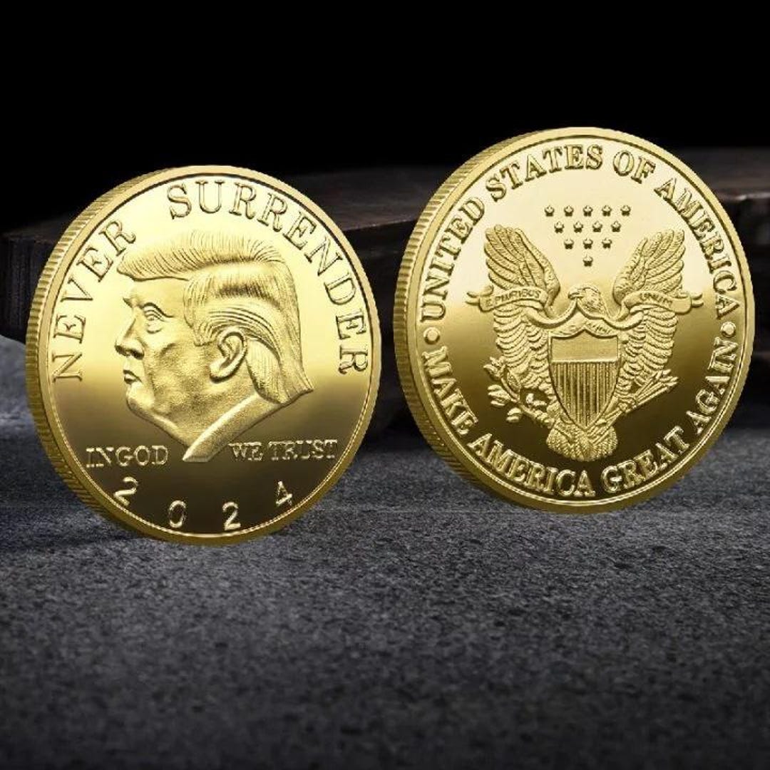 Trump 2024 Commemorative Gold Collector Coin "never Surrender" - Etsy