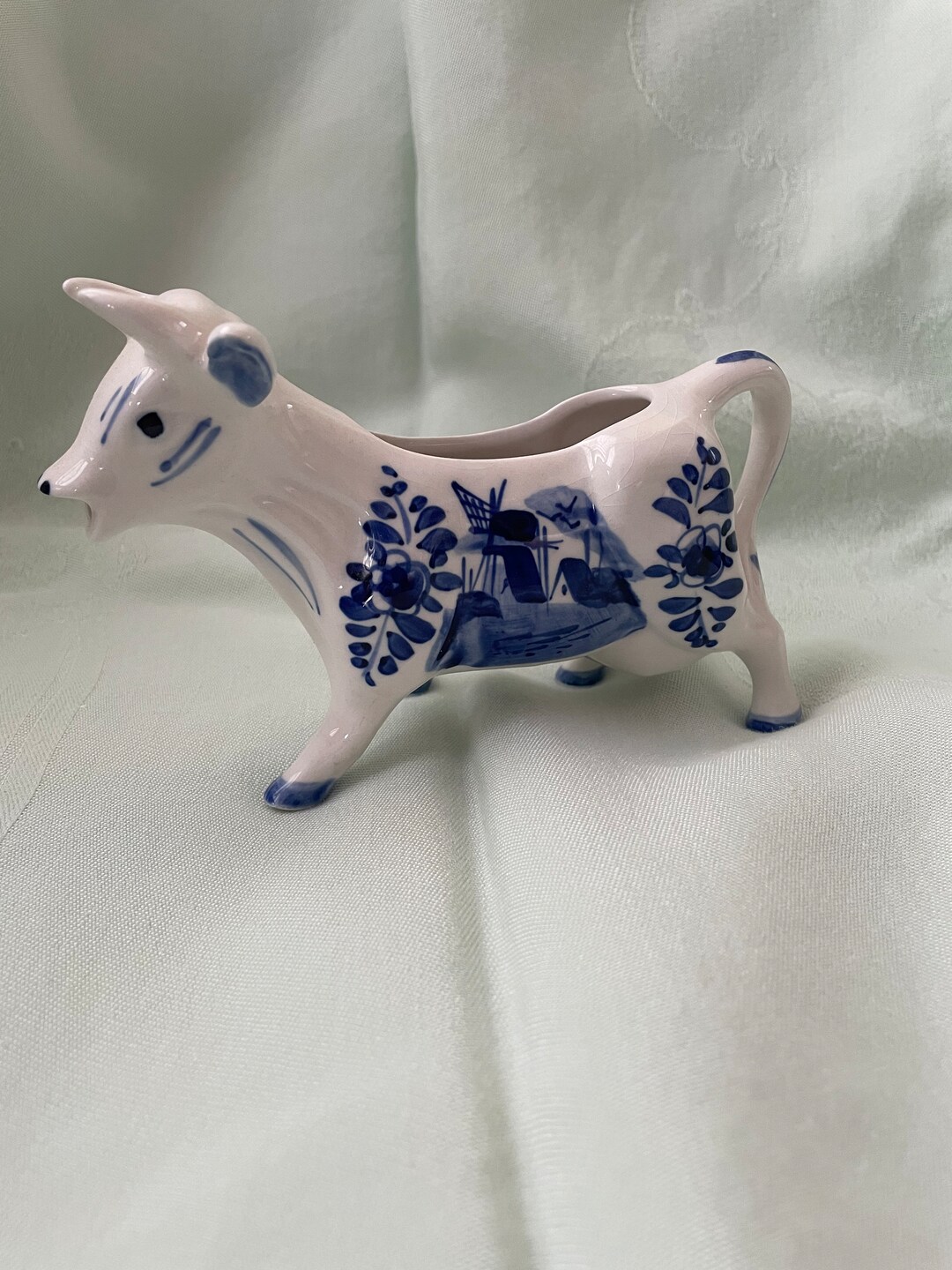 Vintage Delft Blue and White Ceramic Cow Creamer - Etsy