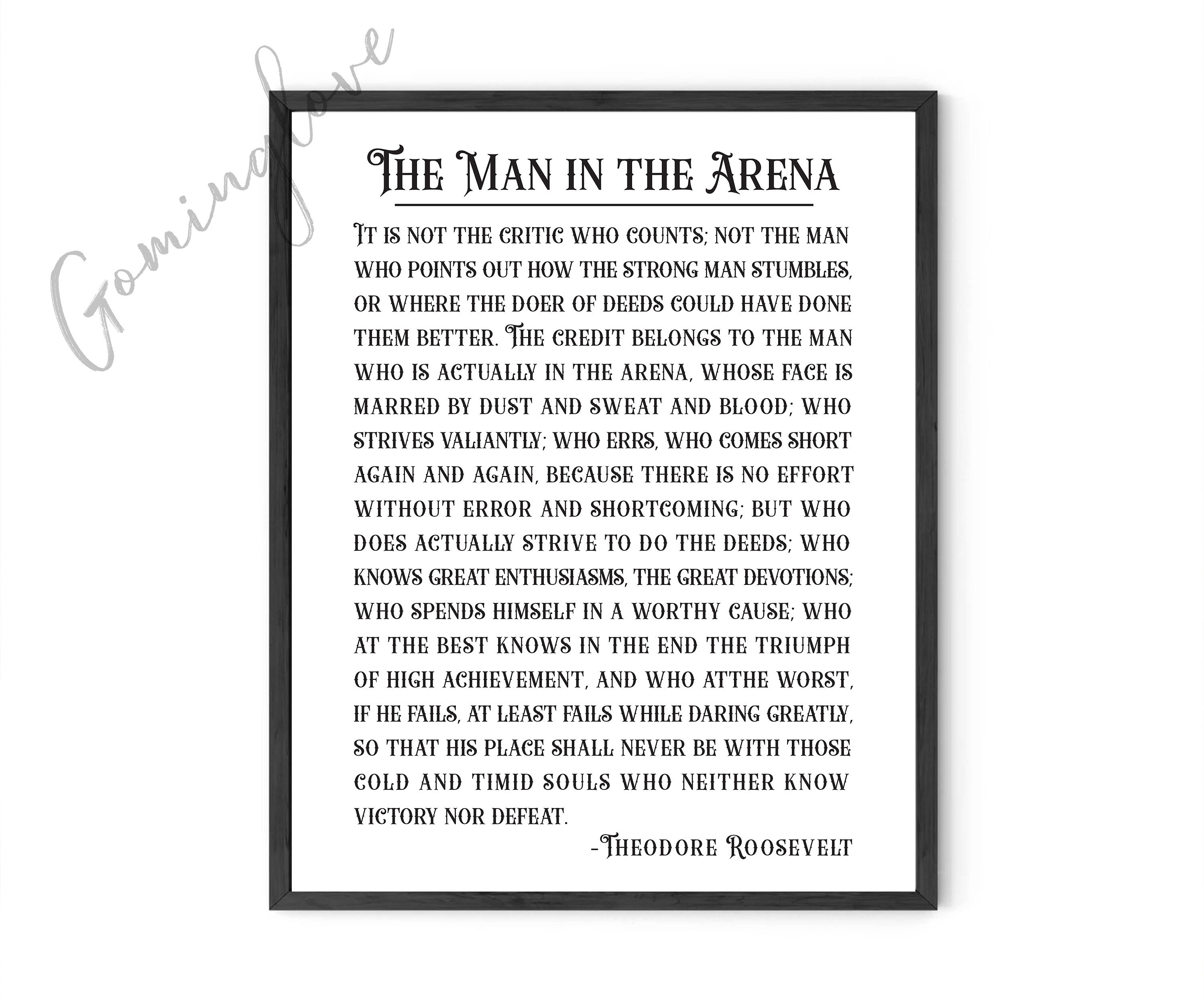 The Man in the Arena Wall Art, Theodore Roosevelt Quote, Farmhouse Wall ...