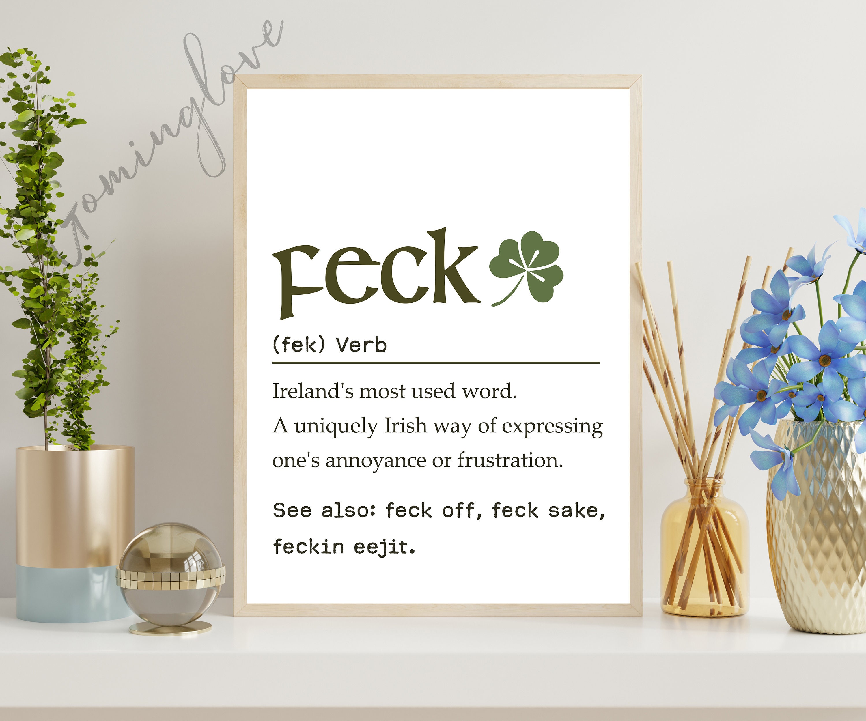 Feck Definition Print, St Patrick's Day Decor, Irish Definitions, Funny ...