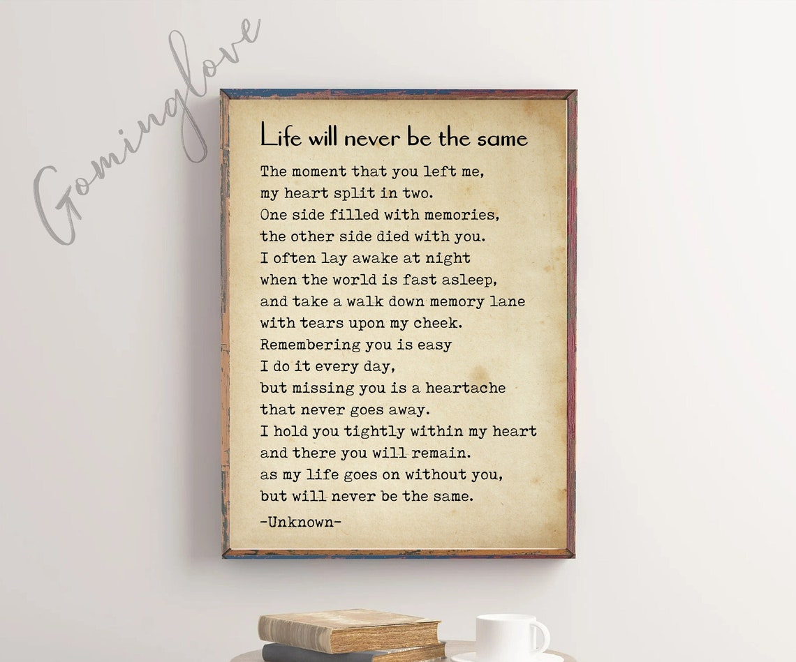Memorial Poem Art Print: Sympathy Gift, Bereavement Message (digital ...