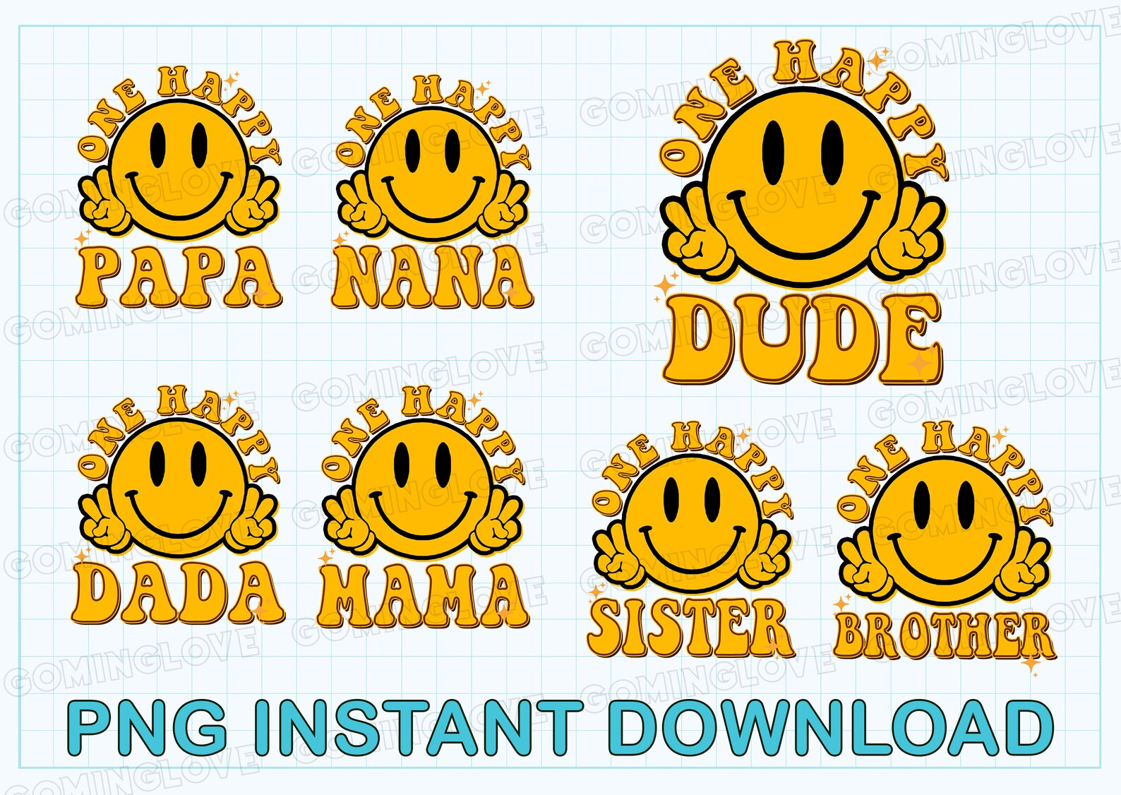 One Happy Dude Matching Birthday PNG, First Birthday Smiley, One Happy ...