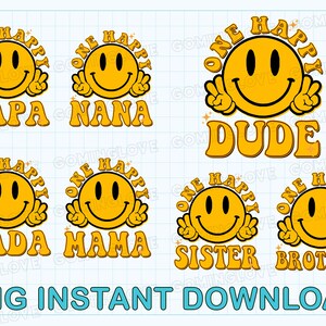 One Happy Dude Matching Birthday PNG, First Birthday Smiley, One Happy ...