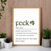 Feck Definition Print, St Patrick's Day Decor, Irish Definitions, Funny ...