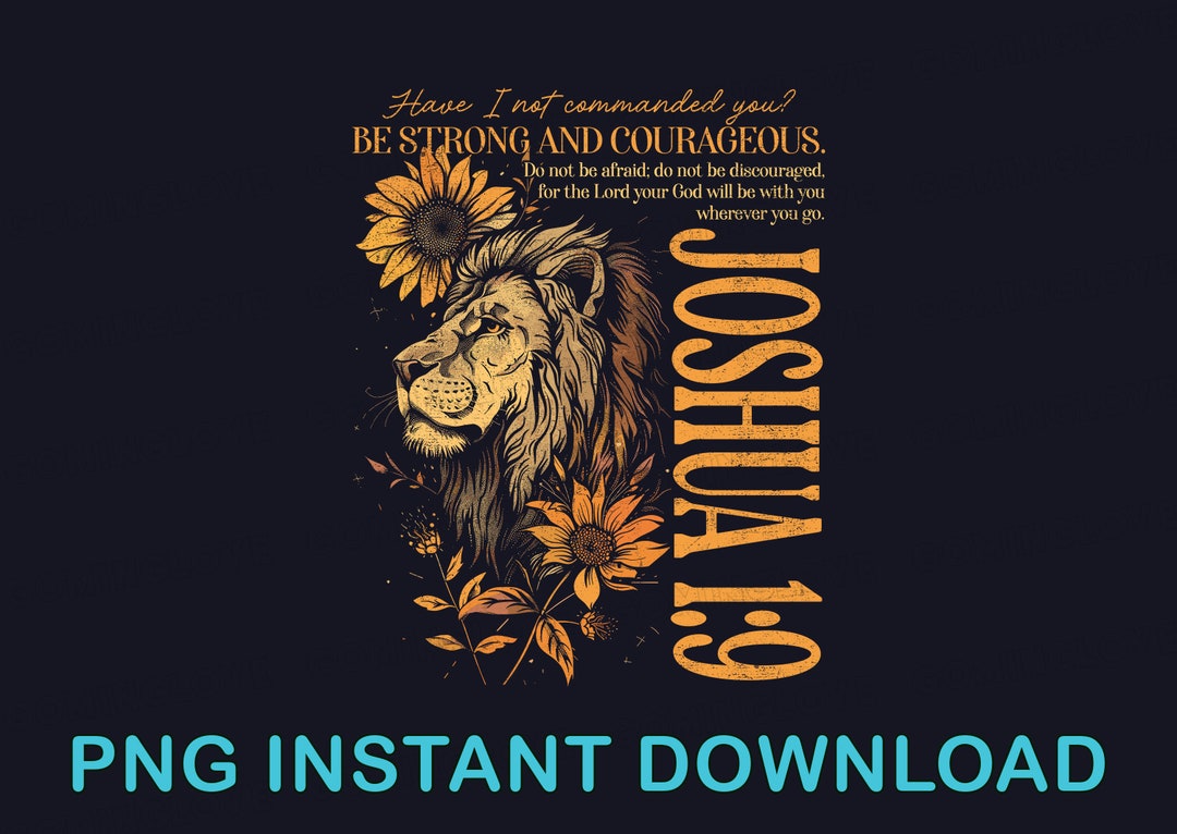 Be Strong and Courageous Png, Retro Christian Png, Christian Gifts ...