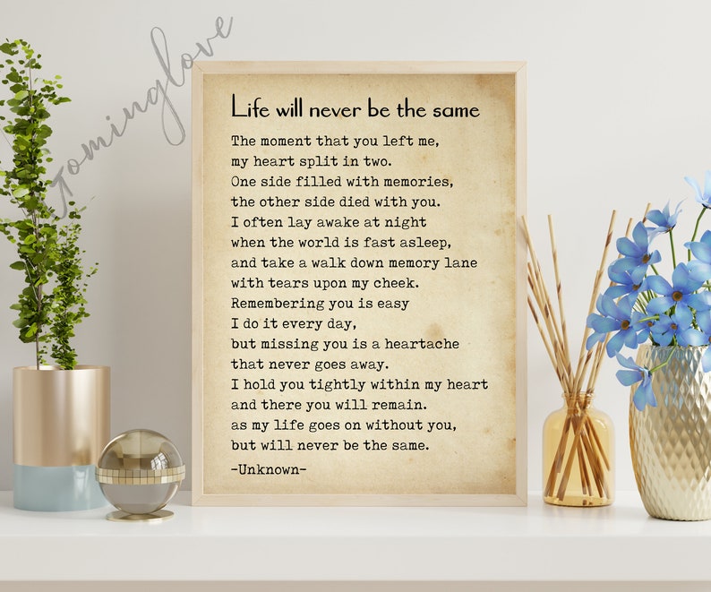 Memorial Poem Art Print: Sympathy Gift, Bereavement Message (digital ...