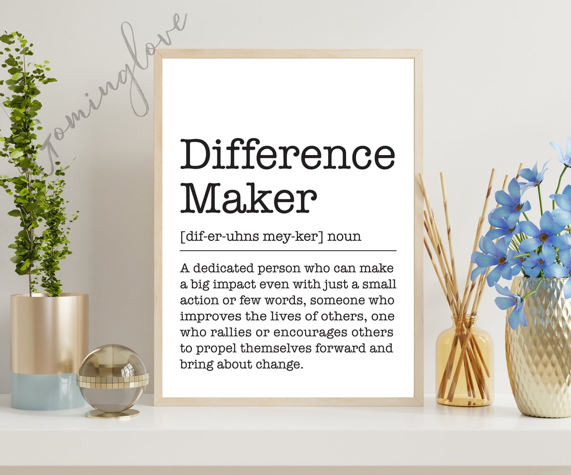 Difference Maker Definition Printable, Retirement Gift, Teacher Present ...