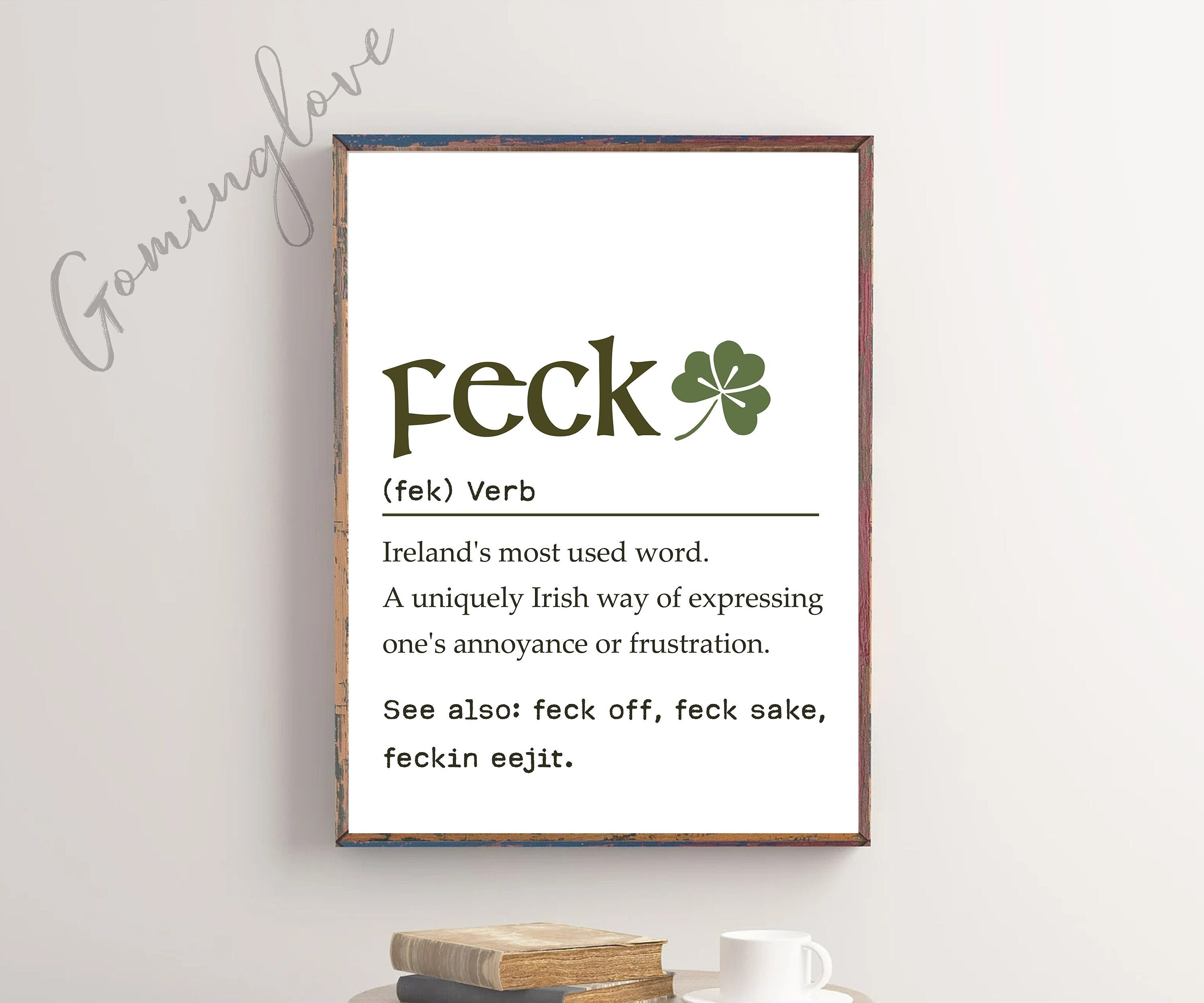 Feck Definition Print, St Patrick's Day Decor, Irish Definitions, Funny ...