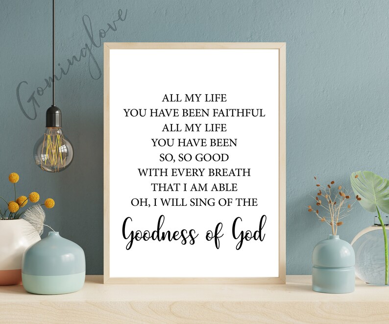 Goodness of God Christian Wall Art: Bible Verse Poster (digital ...