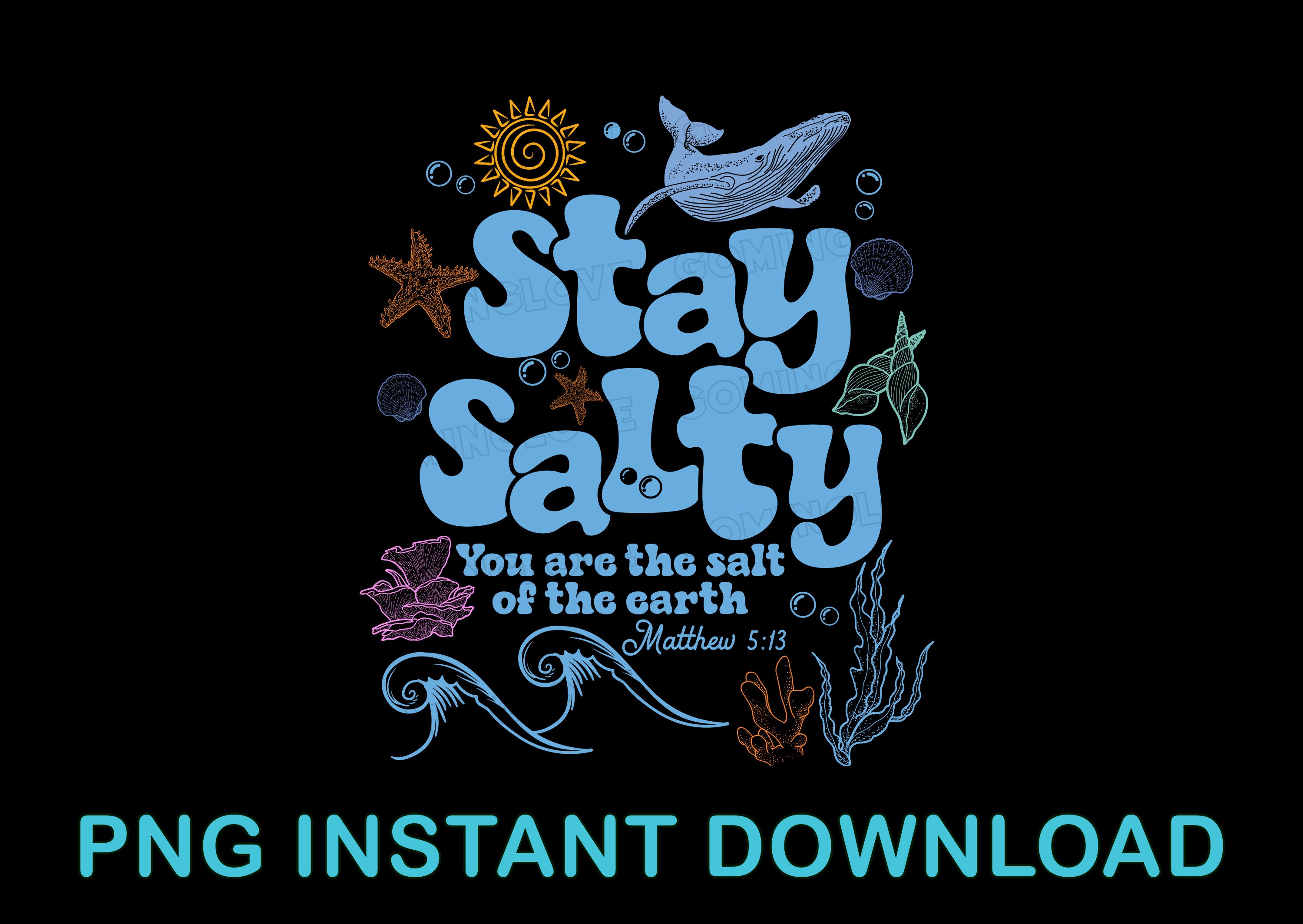 Stay Salty Christian PNG: Retro Bible Verse Design (digital Download ...