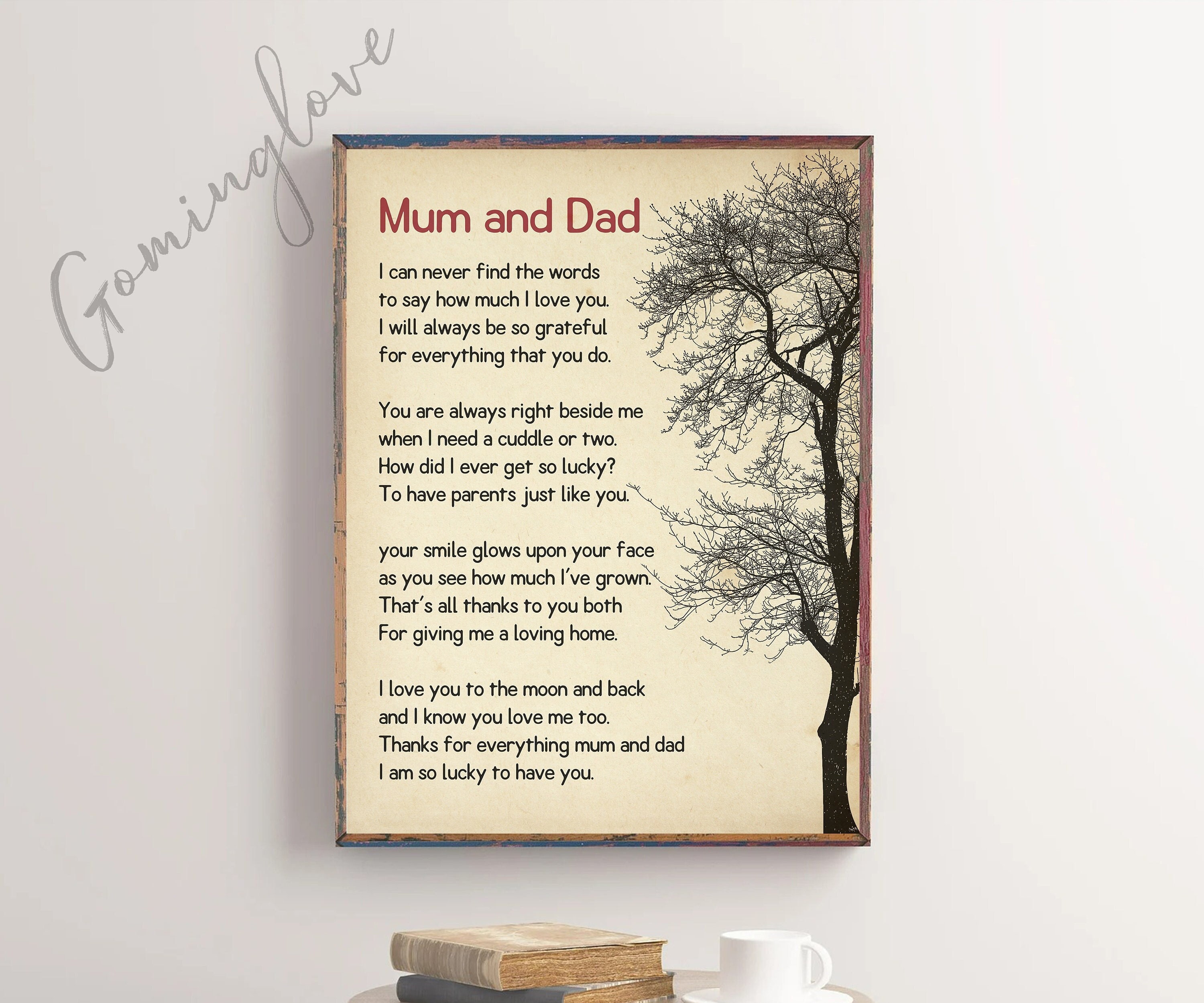 Mum and Dad Poem Print, Gift Mum and Dad, Gift for Parents, Thank You ...