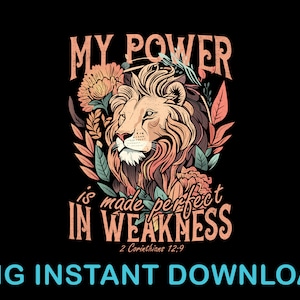 My Power is Made Perfect in Weakness Png, Retro Christian Png, Boho ...