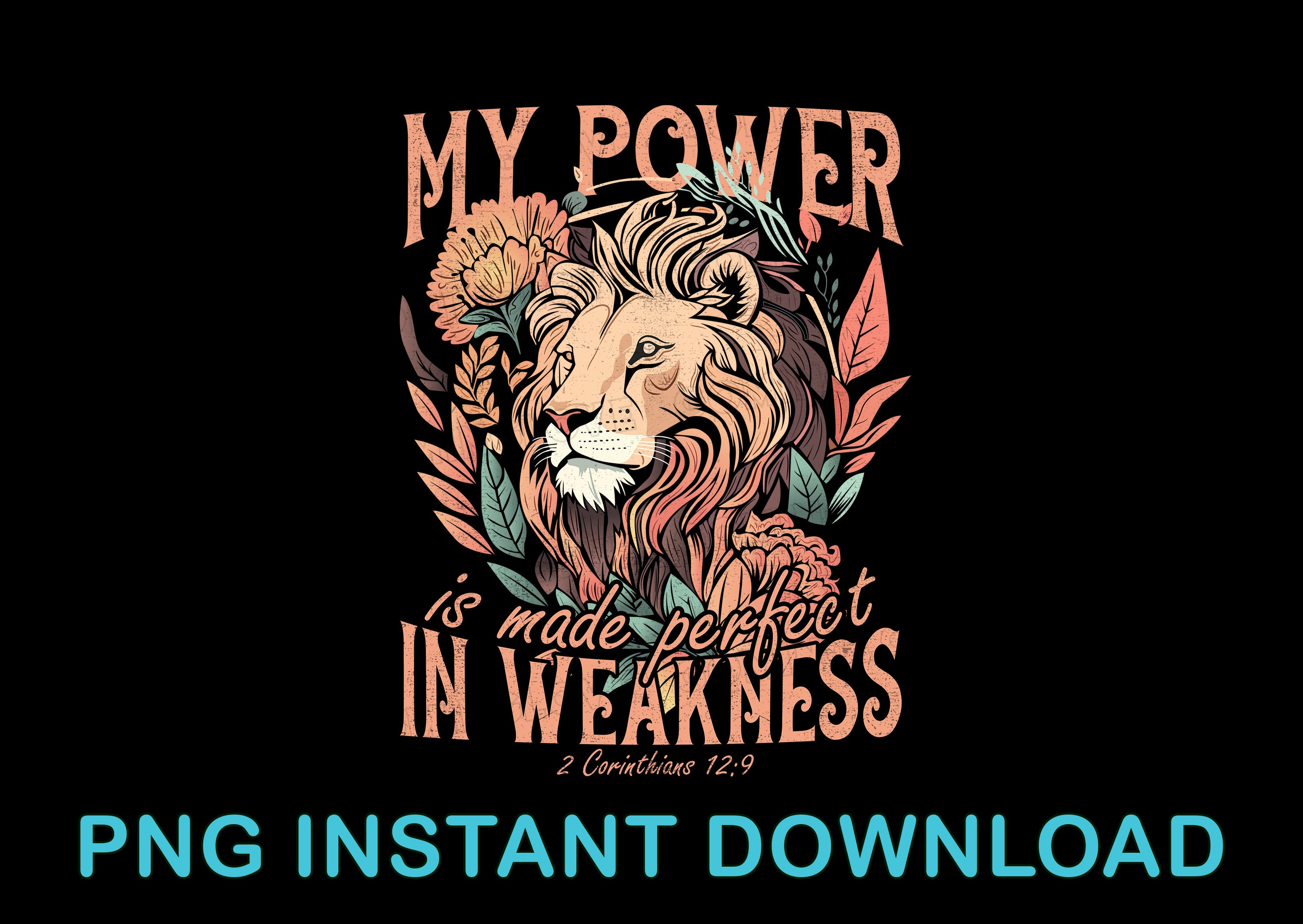 My Power is Made Perfect in Weakness Png, Retro Christian Png, Boho ...