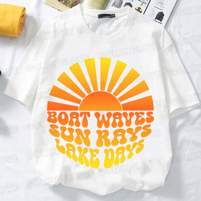 Boat Waves Sun Rays Lake Days Png Lake Days Png Groovy - Etsy