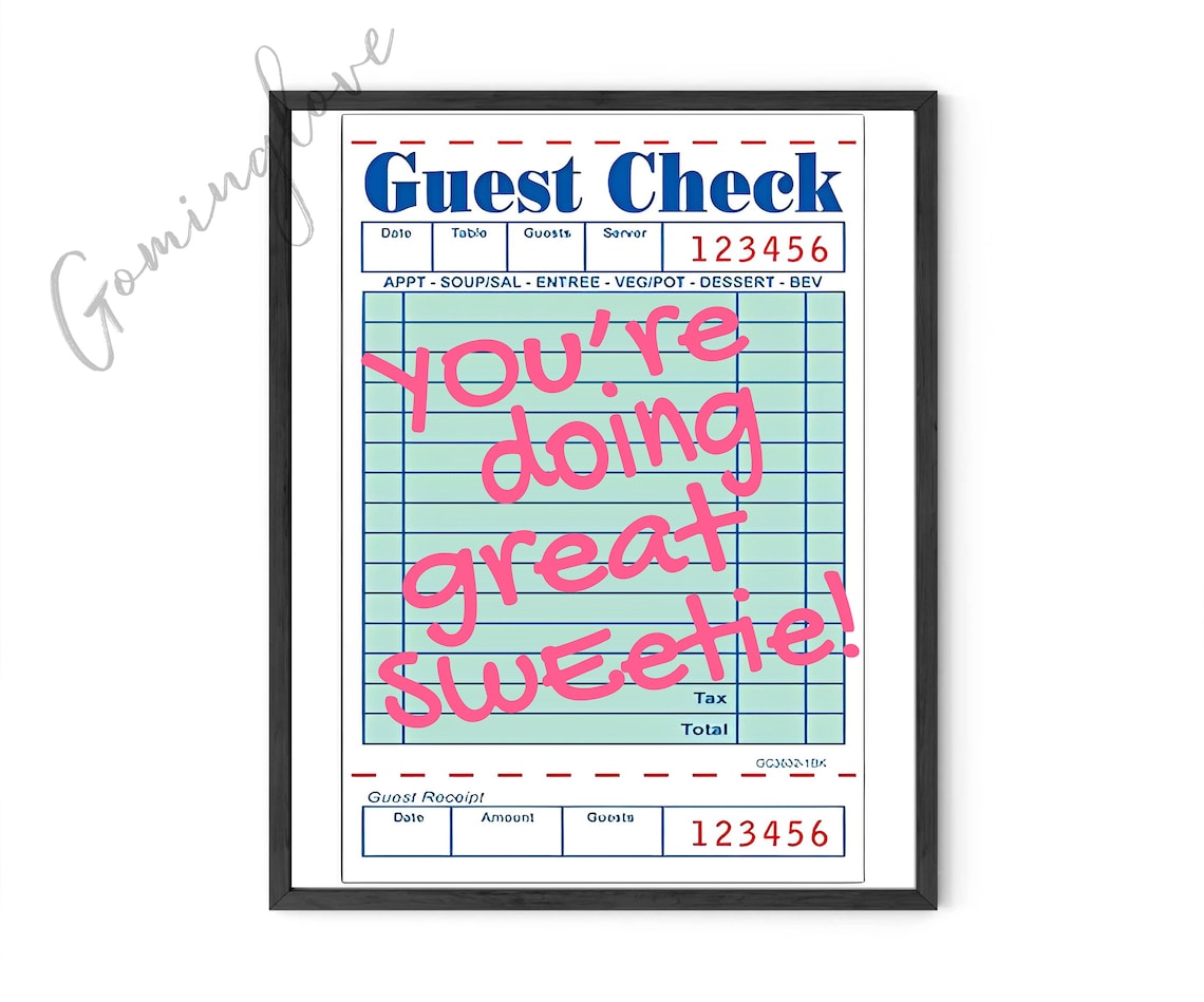 You're Doing Great Sweetie Poster Guest Check Print Self - Etsy
