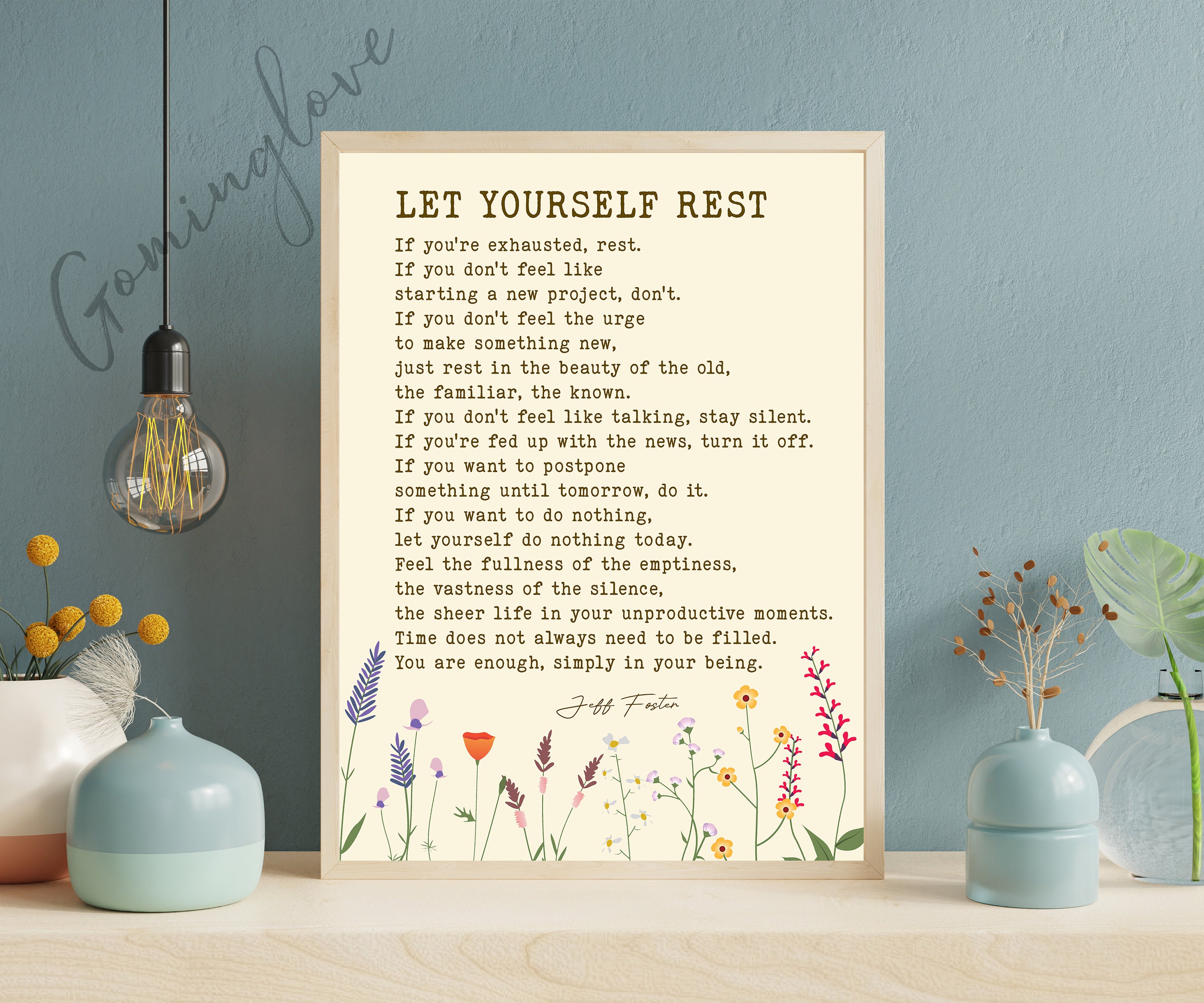 Jeff Foster Poem Print: Wildflower Art, Farmhouse Decor (digital ...