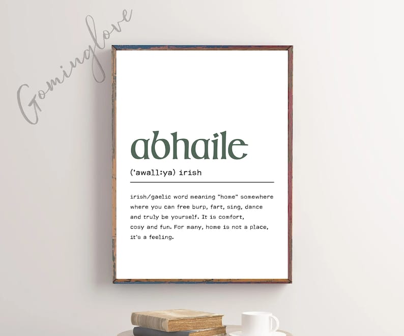 Abhaile Definition Print, Irish Home Decor, Funny St Patrick's Day ...