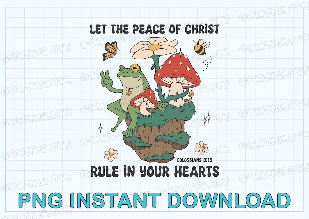 Retro Christian Frog PNG: Boho Bible Verse Design (digital Download) - Etsy