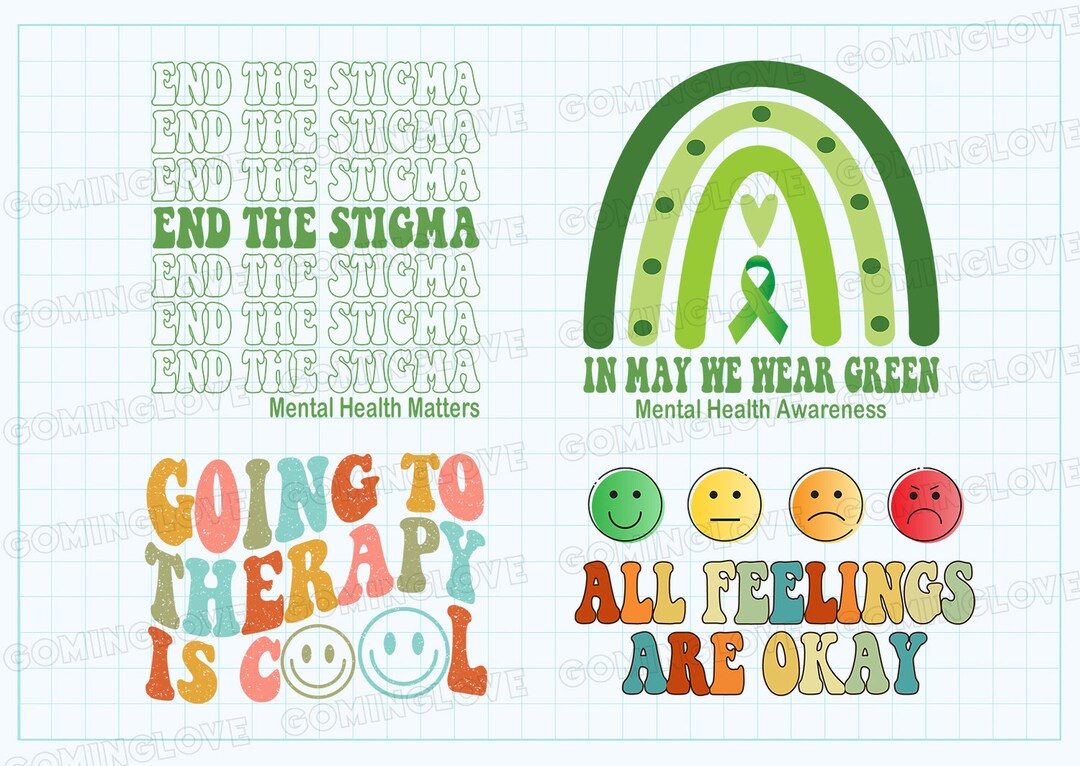 Mental Health Png Bundle, All Feelings Are Ok, End the Stigma, in May ...