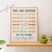 You Are Enough Printable, Inspiration Sayings, Retro Positive Prints ...