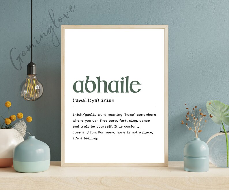 Abhaile Definition Print, Irish Home Decor, Funny St Patrick's Day ...