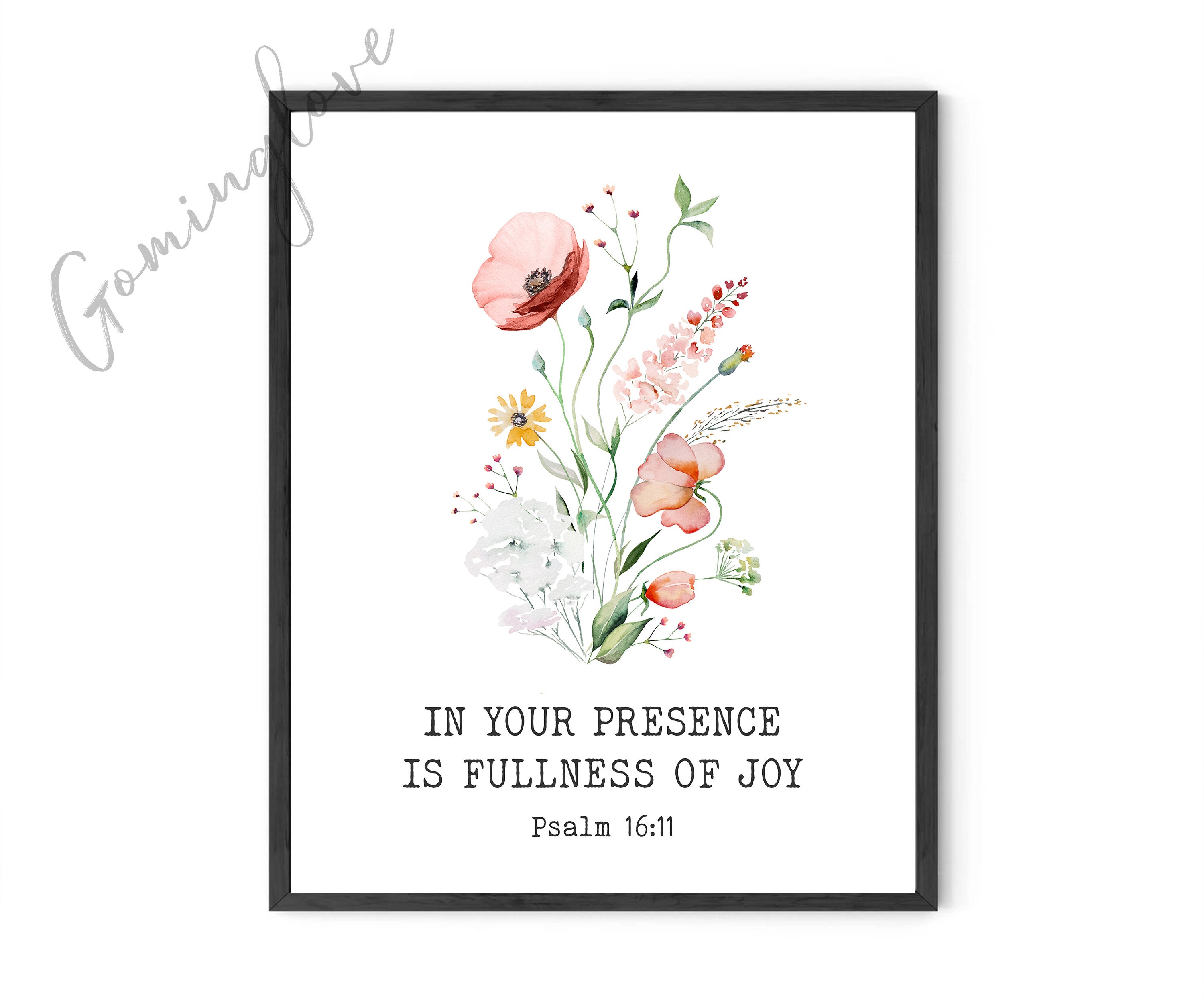 In Your Presence There is Fullness of Joy, Psalm 16:11, Bible Verse Art ...