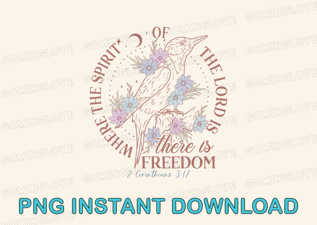 Retro Christian Bird PNG: the Spirit of the Lord Bible Verse Design ...