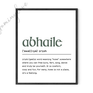 Abhaile Definition Print: Irish Home Decor (digital Download) - Etsy
