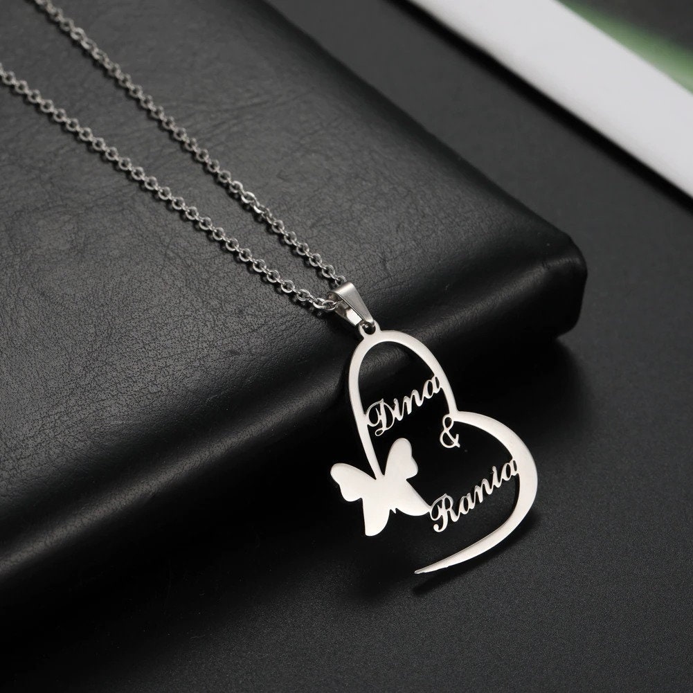 Custom Name Necklace, Butterfly Necklace Name Necklace With Butterfly ...