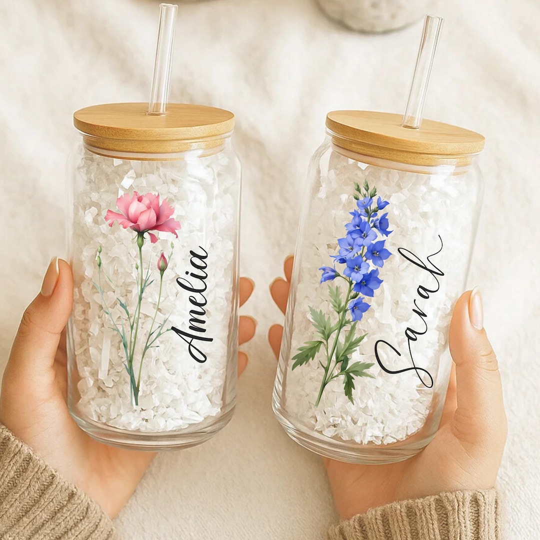 Personalized Birth Flower Tumbler,personalized Floral Tumbler ...