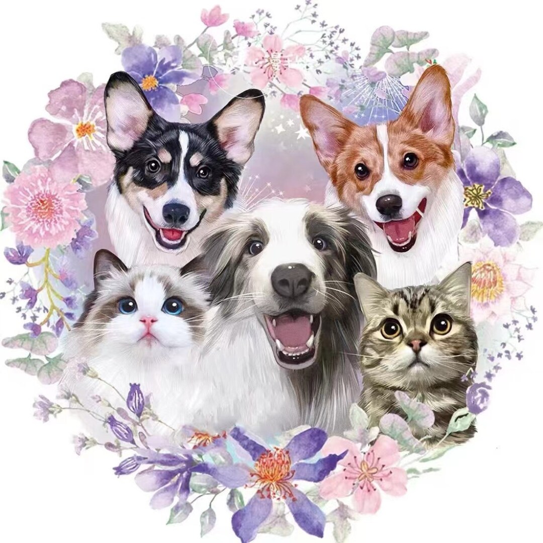 Cartoon Pet Portrait, Digital Pet Portrait, Custom Pet Design, Pet ...