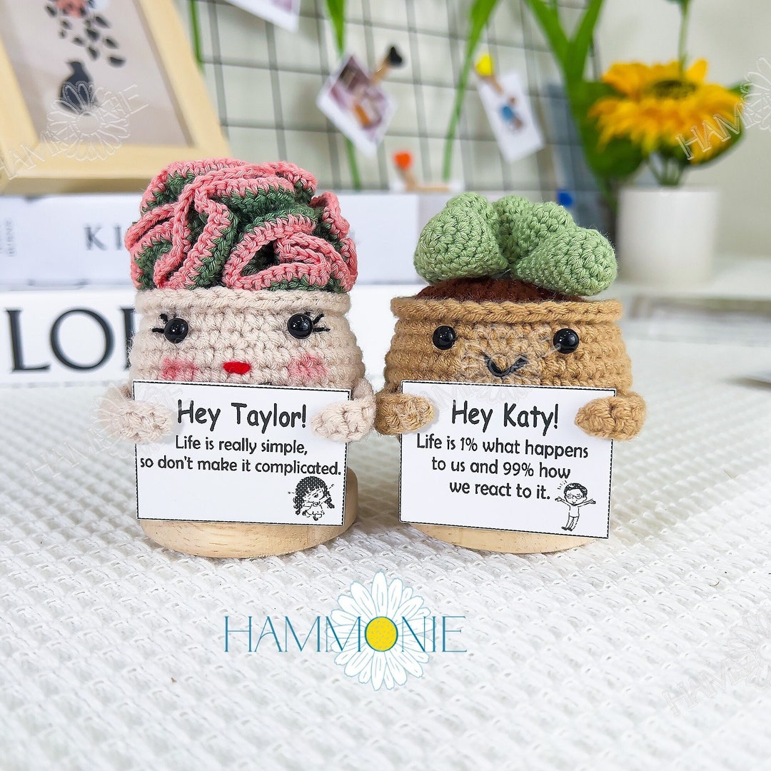 Personalized Crochet Succulent Plant: Custom Tag, Plant Lover Gift - Etsy