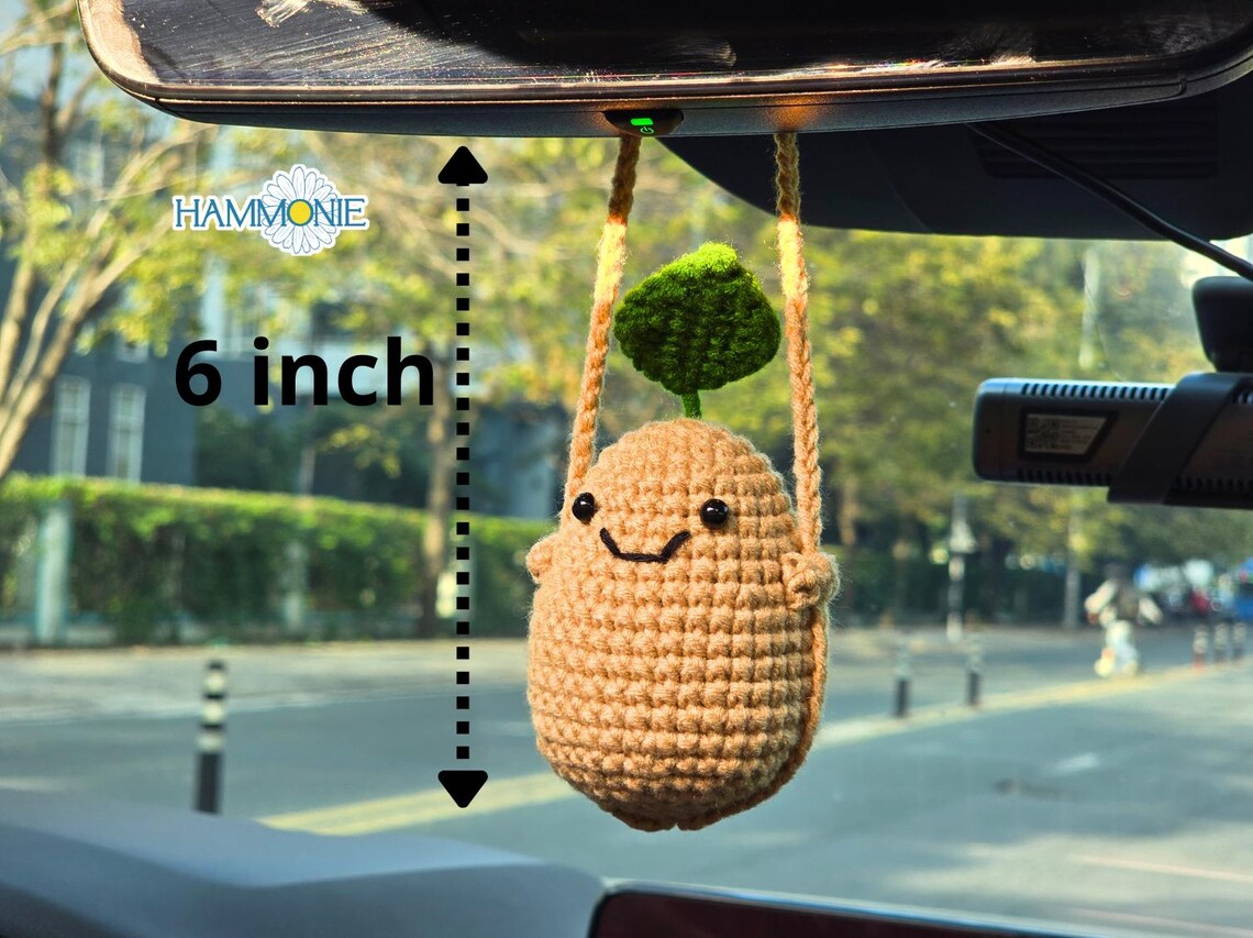 Crochet Potato Car Hanging, Crochet Amigurumi Car Hanging, Cute Car ...