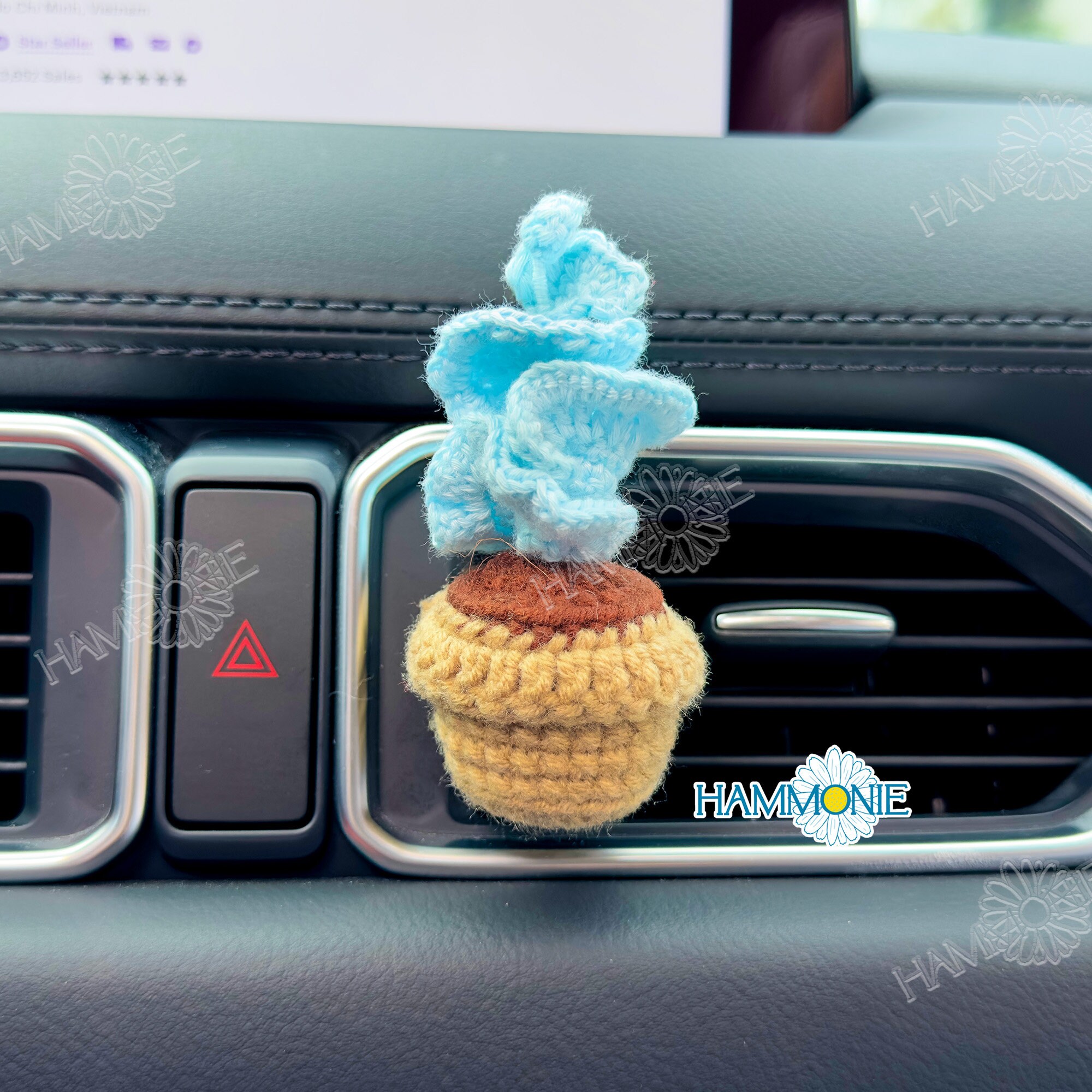 Crochet Mushroom Car Air Fresheners, Crochet Car Air Vent Clip, Cute ...
