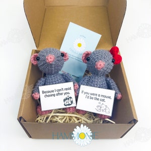 Personalized Crochet Valentine Couple Mouse, Cute Amigurumi Crochet ...