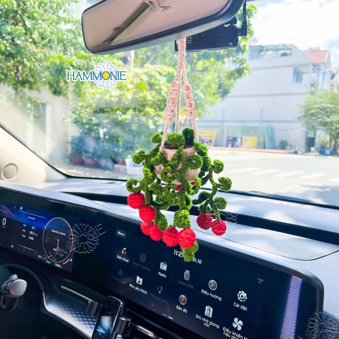 Personalized Crochet Cherry Plant Car Hanging: Plant Lover Gift - Etsy