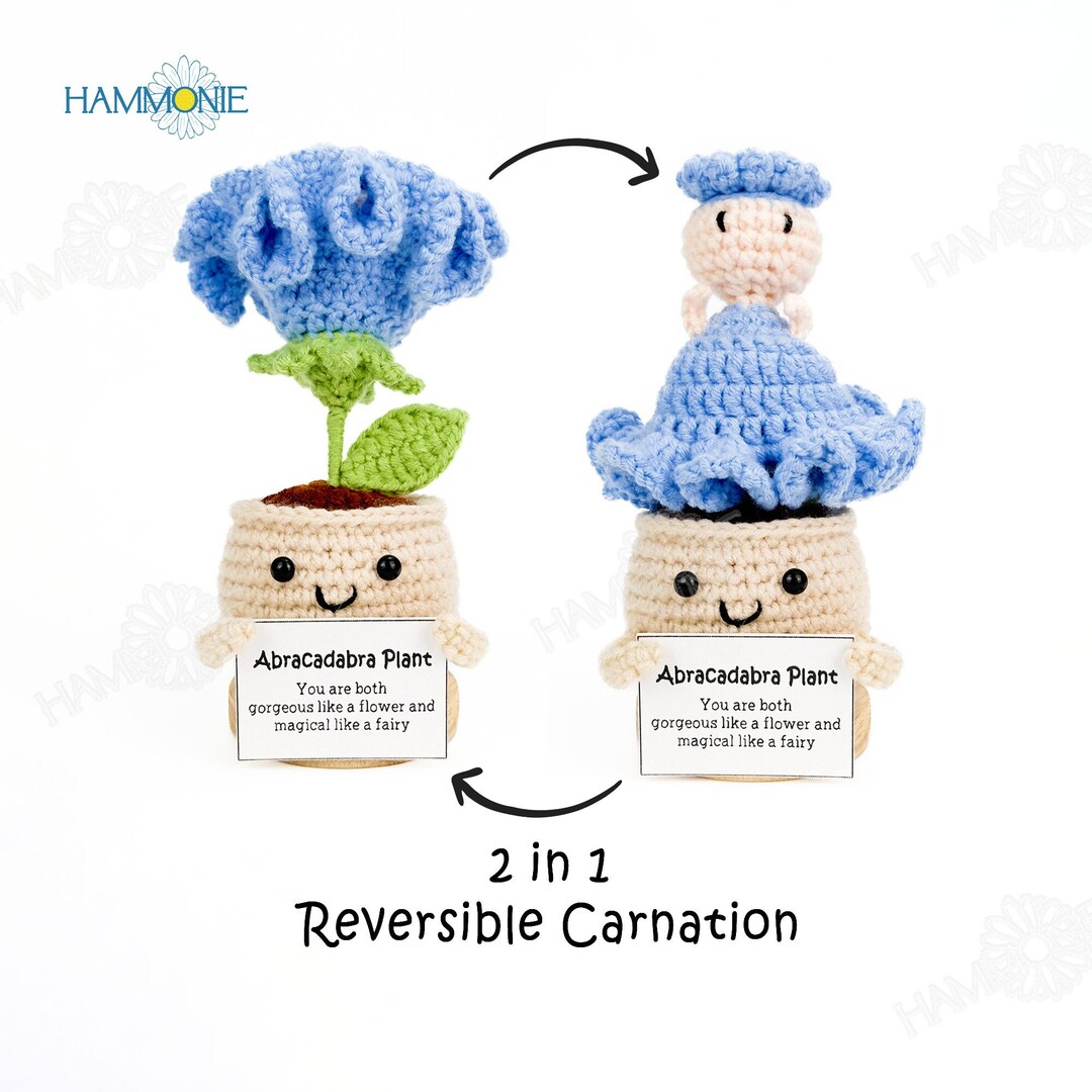 Reversible Crochet Carnation: Fairy Doll Plant in Pot - Etsy