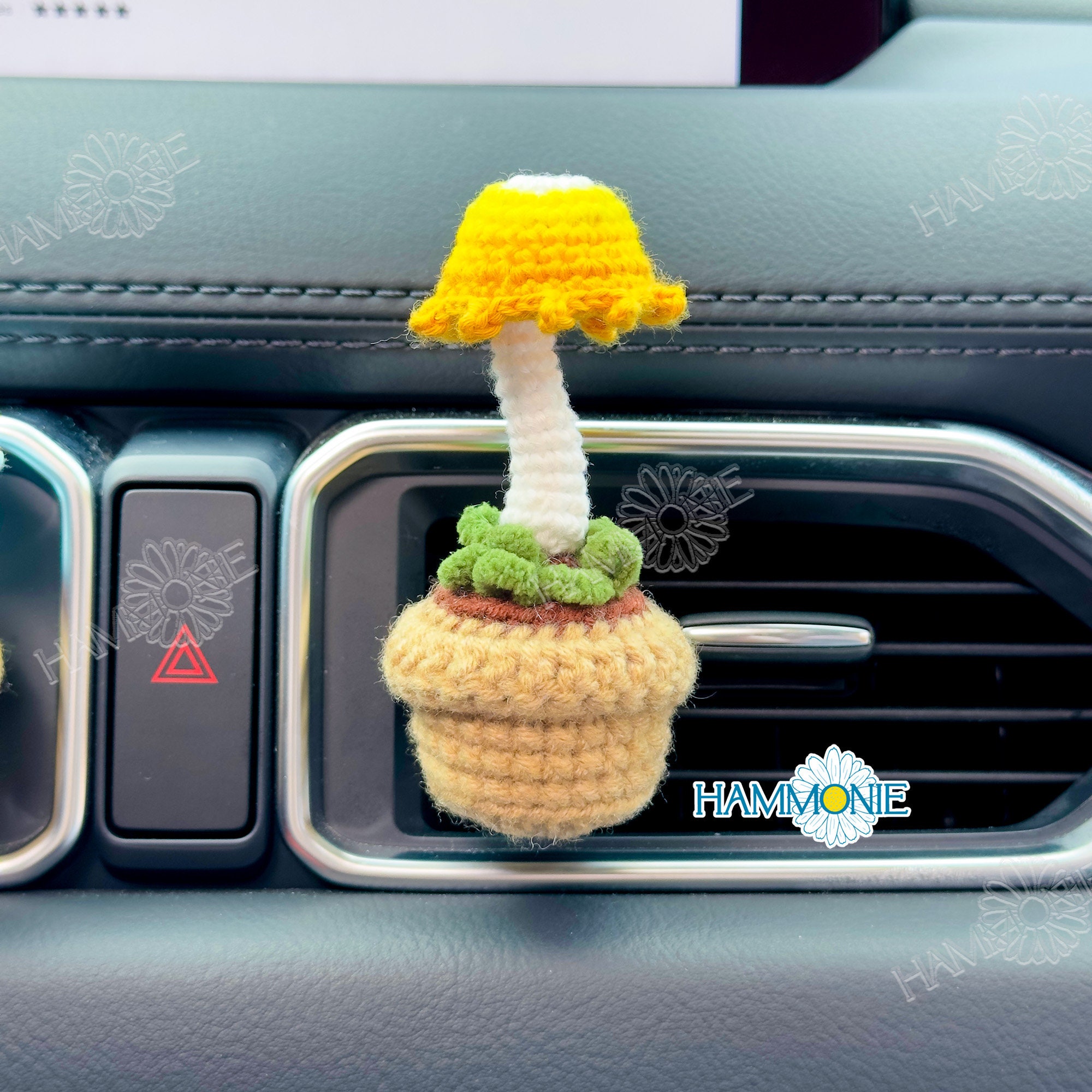 Crochet Mushroom Car Air Fresheners, Crochet Car Air Vent Clip, Cute ...
