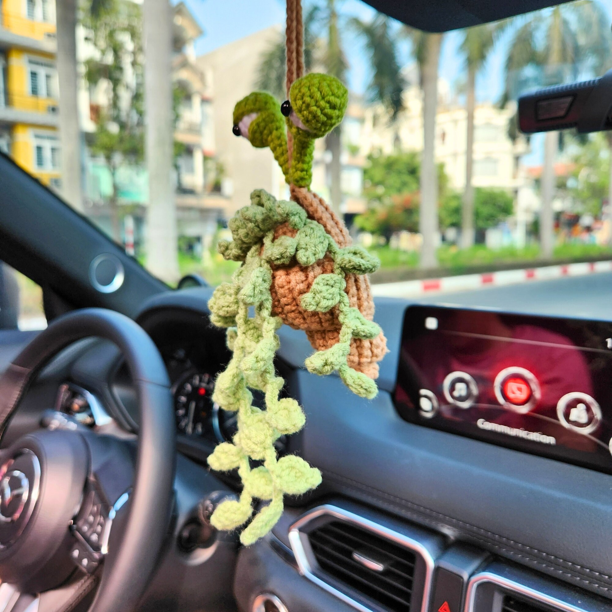 Crochet String of Pearls Plant Car Mirror Hanging: Essential Oil ...