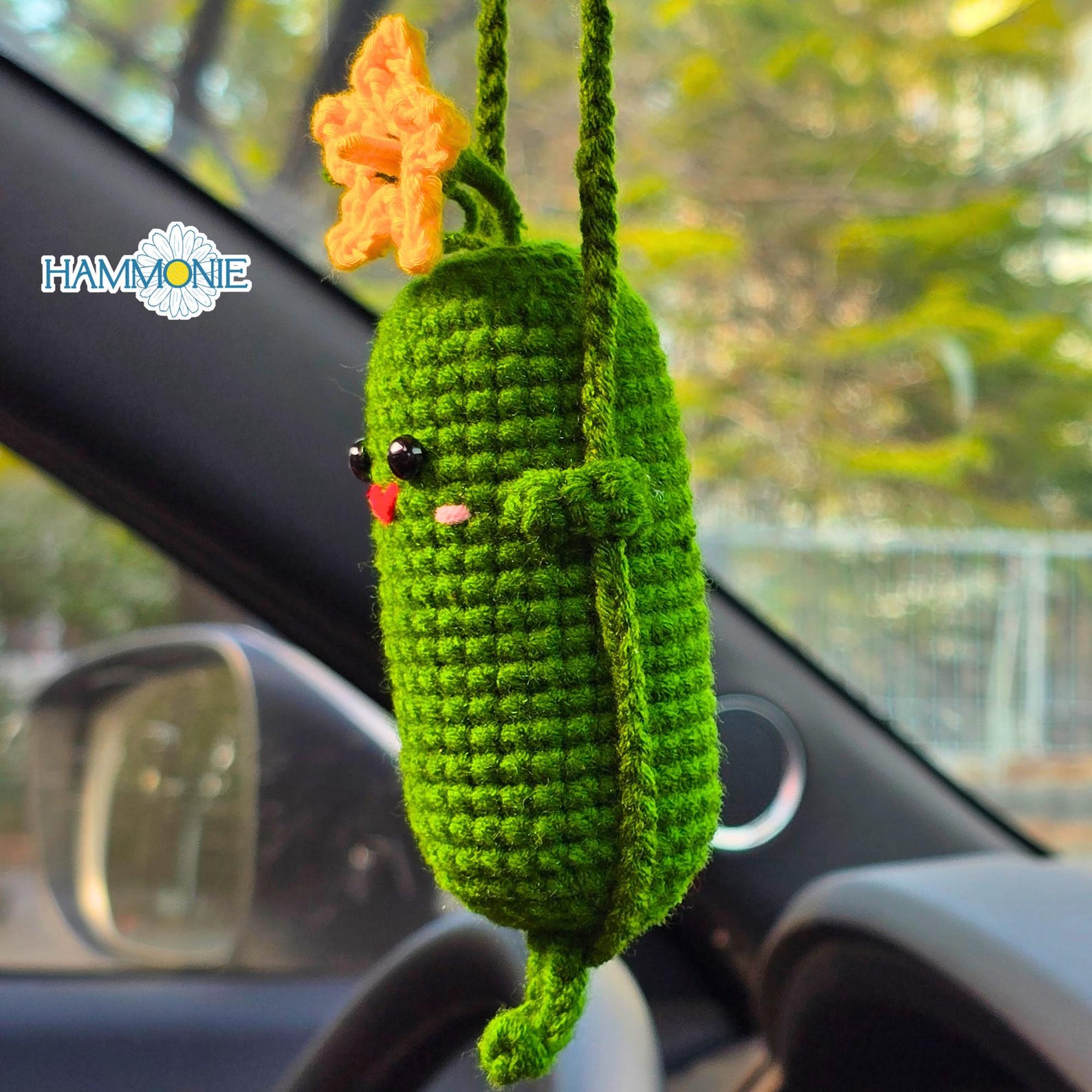 Crochet Pickle Car Hanging: Handmade Amigurumi Car Mirror Decor - Etsy