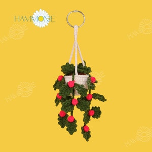 Christmas Crochet Holly Plant Car Hanging, Car Accessories for Women ...