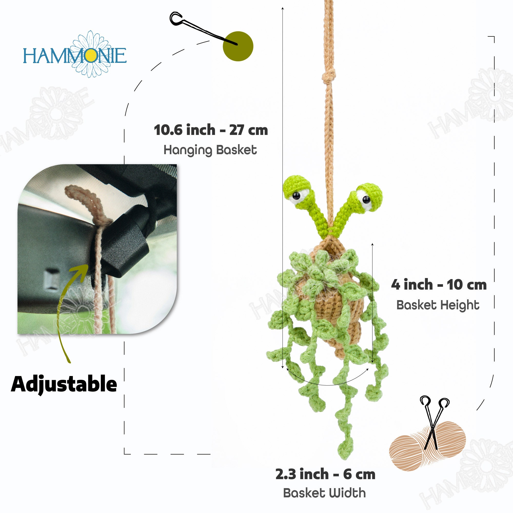 Crochet String of Pearls Plant Car Mirror Hanging: Essential Oil ...