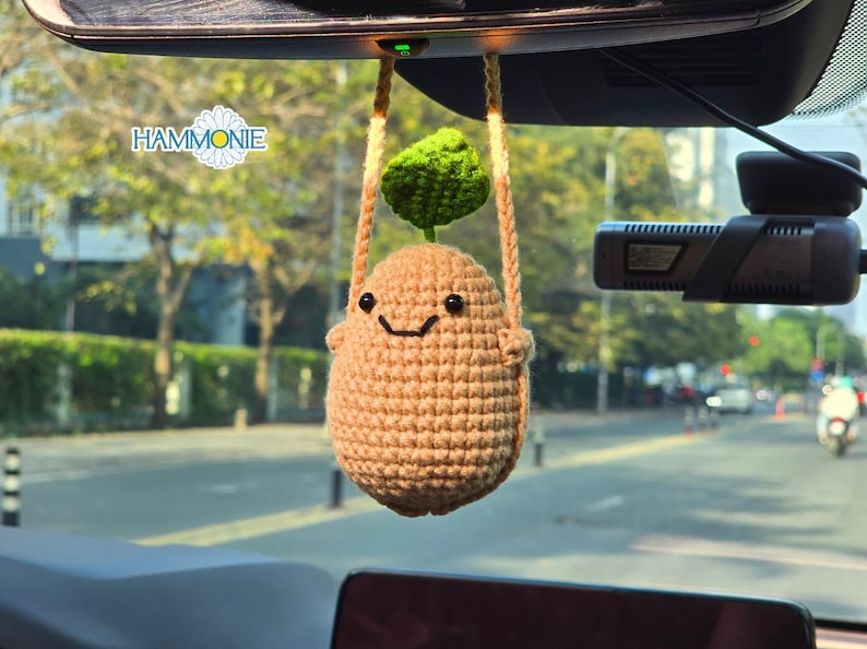 Crochet Potato Car Hanging, Crochet Amigurumi Car Hanging, Cute Car ...