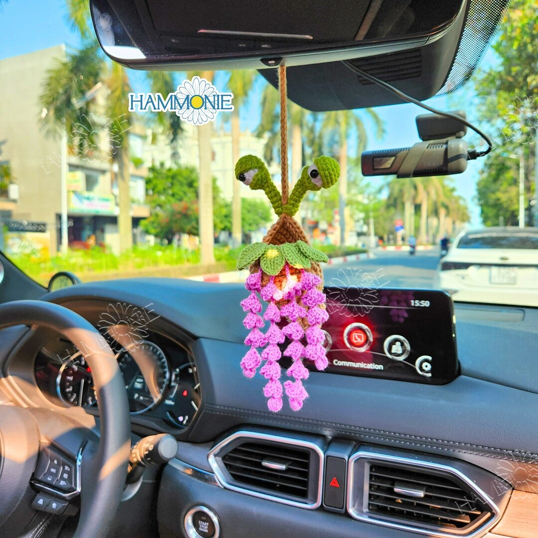 Crochet Wisteria Plant Hanging Car Decor, Crochet Flowers Cute Car ...